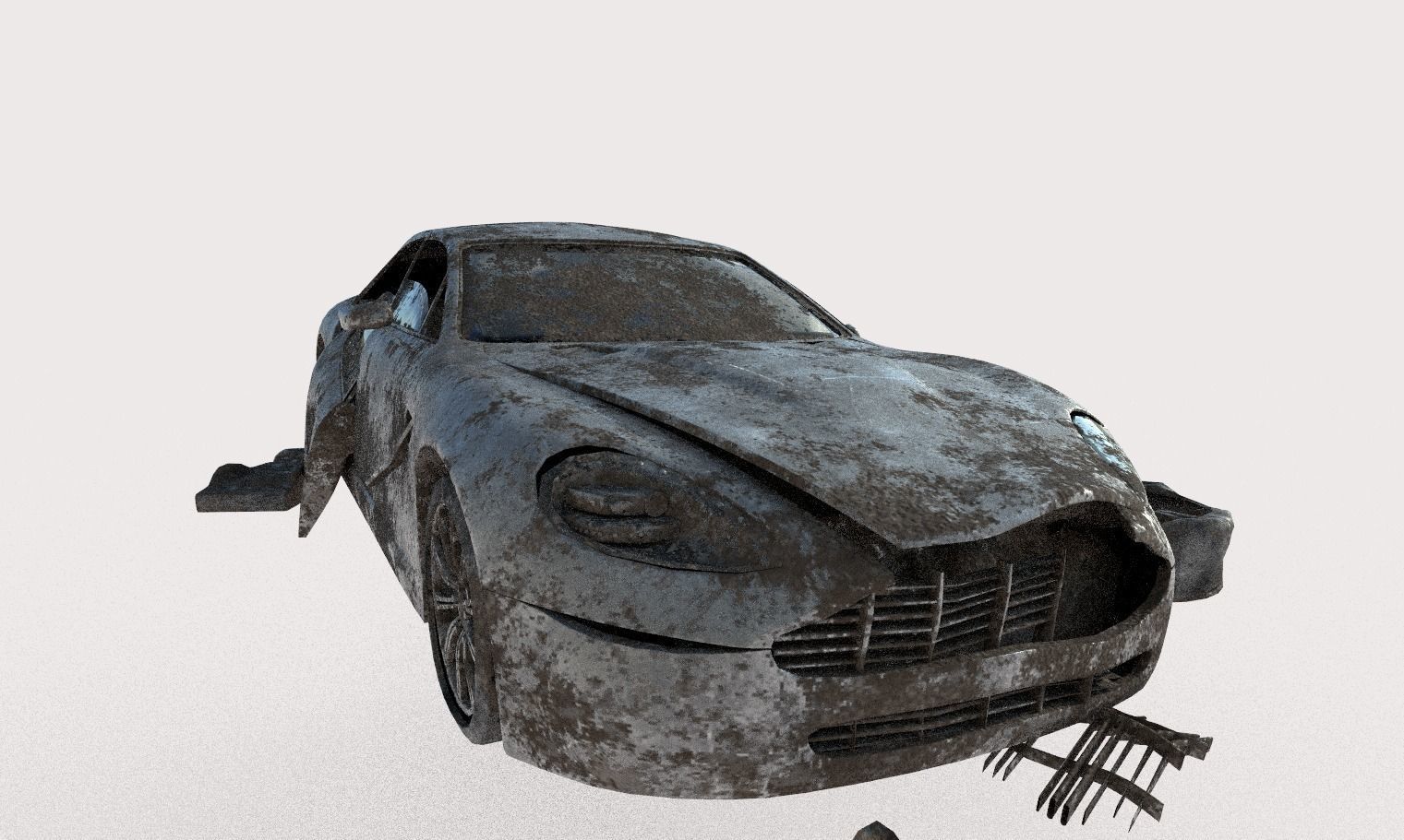 Damaged abandoned wrecked rusted Aston Martin car model 3D model | CGTrader