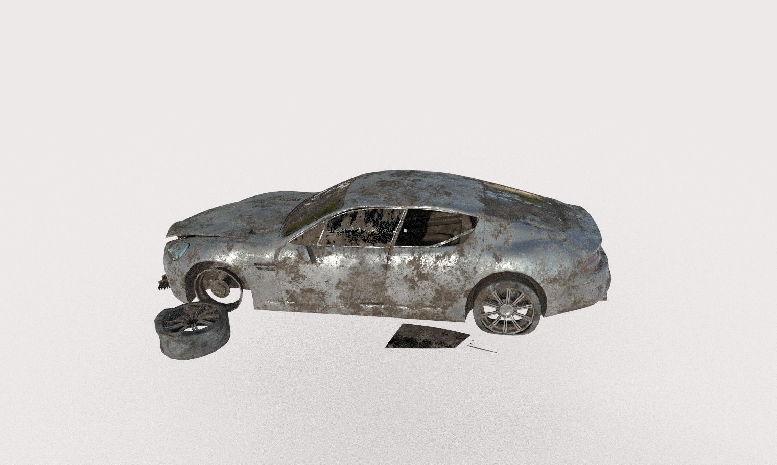 Damaged abandoned wrecked rusted Aston Martin car model 3D model | CGTrader