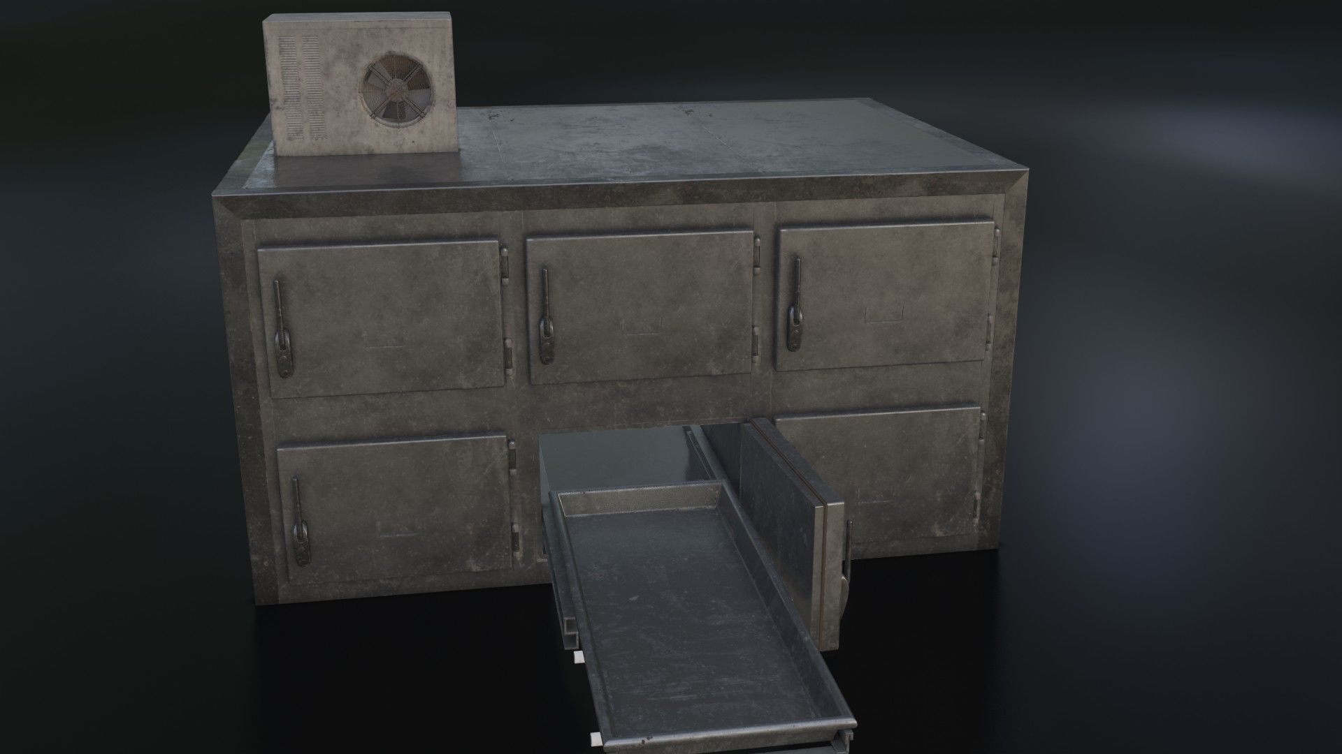 3D model Old Dirty Morgue Drawer - Mortuary Fridge VR / AR / low-poly ...