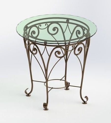 Wrought iron table with glass top 3D model | CGTrader