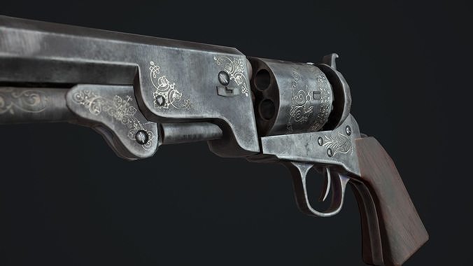 3D model Colt Navy Revolver 1851 low poly WITH COLOR VARIATIONS VR / AR ...