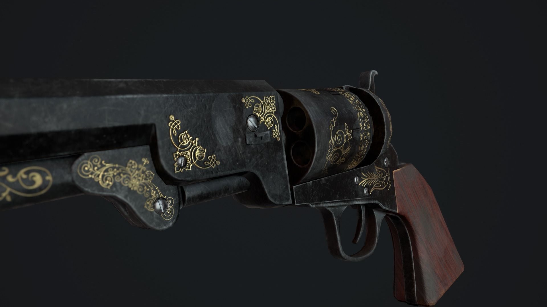 3D model Colt Navy Revolver 1851 low poly WITH COLOR VARIATIONS VR / AR ...