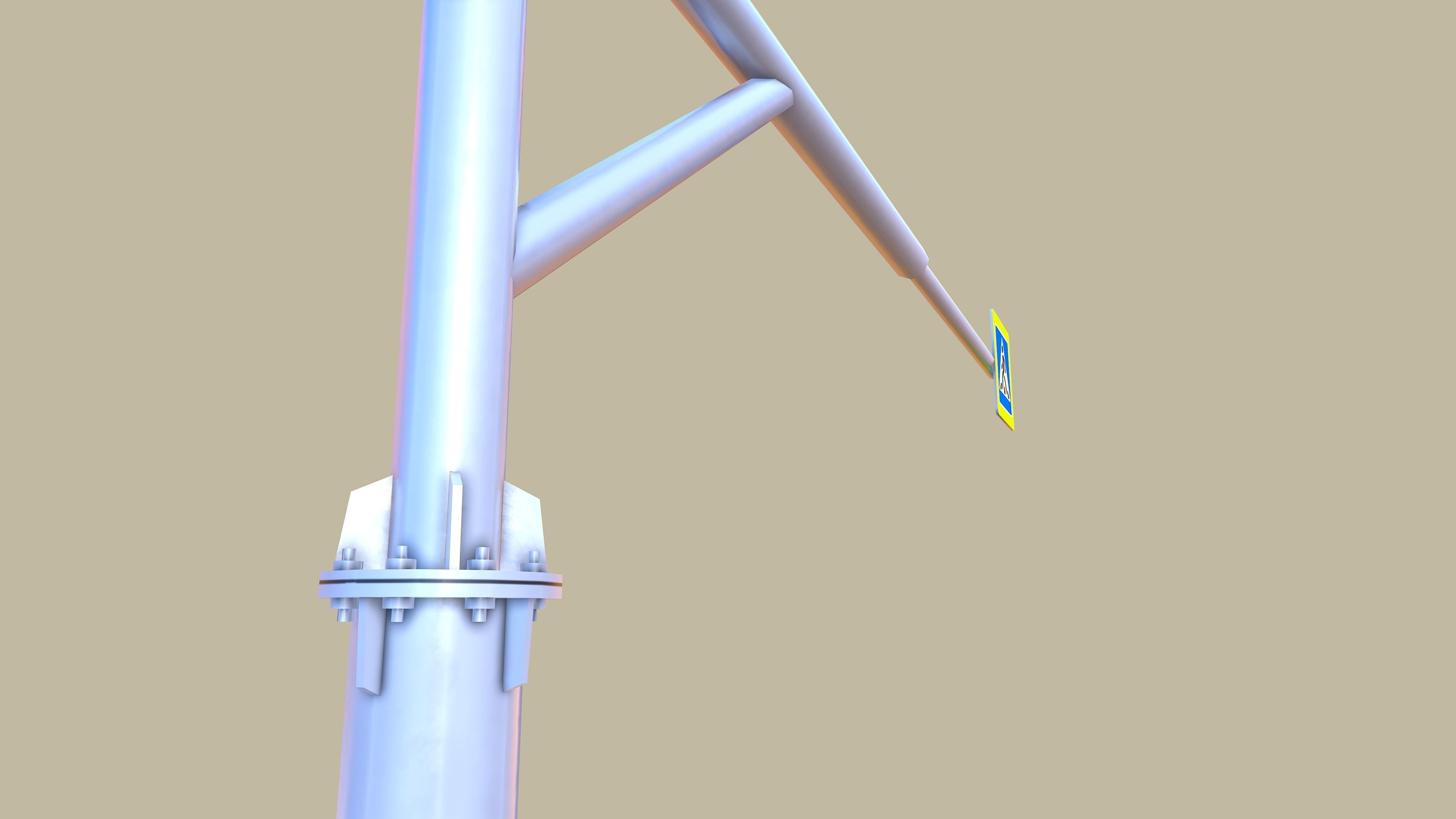 3D model Road traffic light pole with a pedestrian crossing sign VR ...