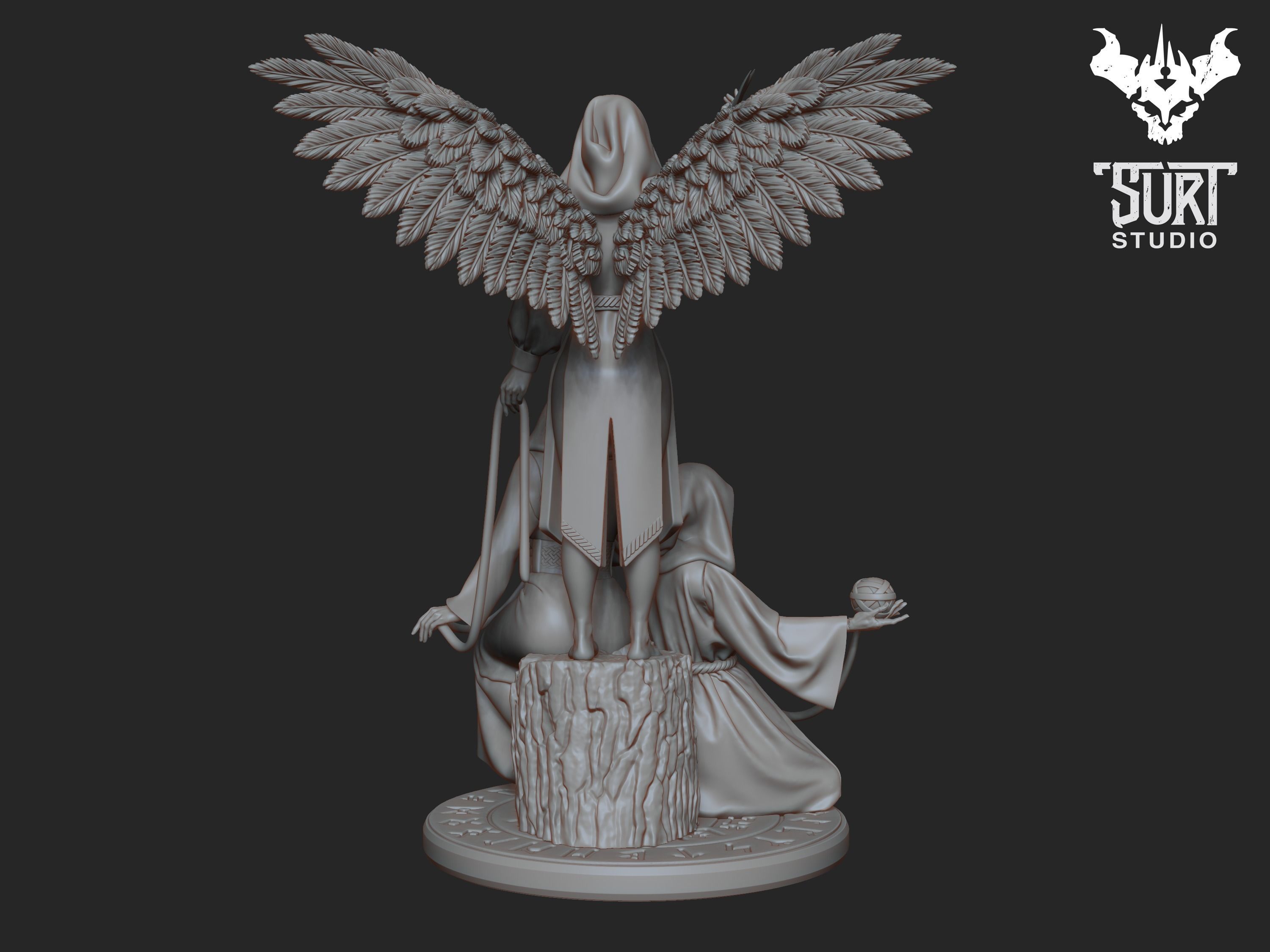 The Norns statue with three angels 3D model 3D printable | CGTrader