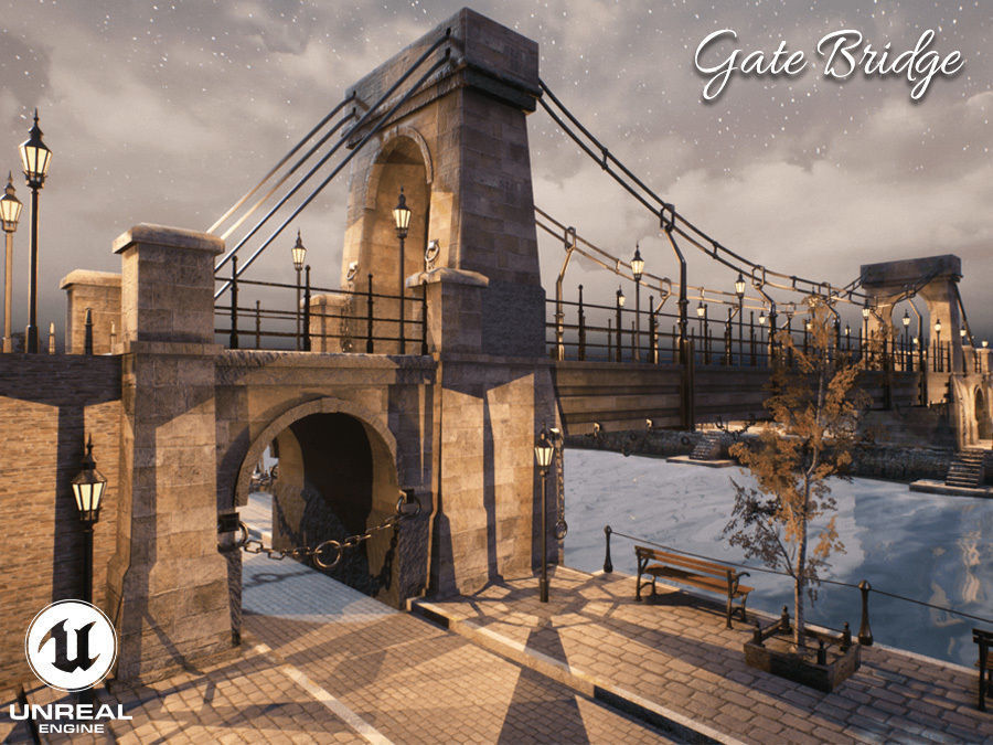 3D model Gate Bridge Unreal Engine VR / AR / low-poly | CGTrader