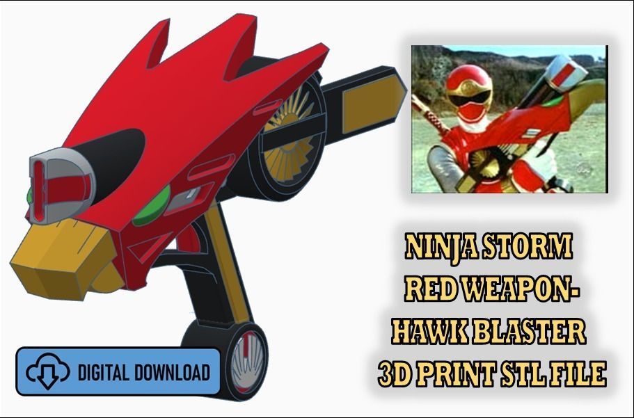 DIGITAL Ninja Storm Wind Weapon- Hawk Blaster 3D Print 1