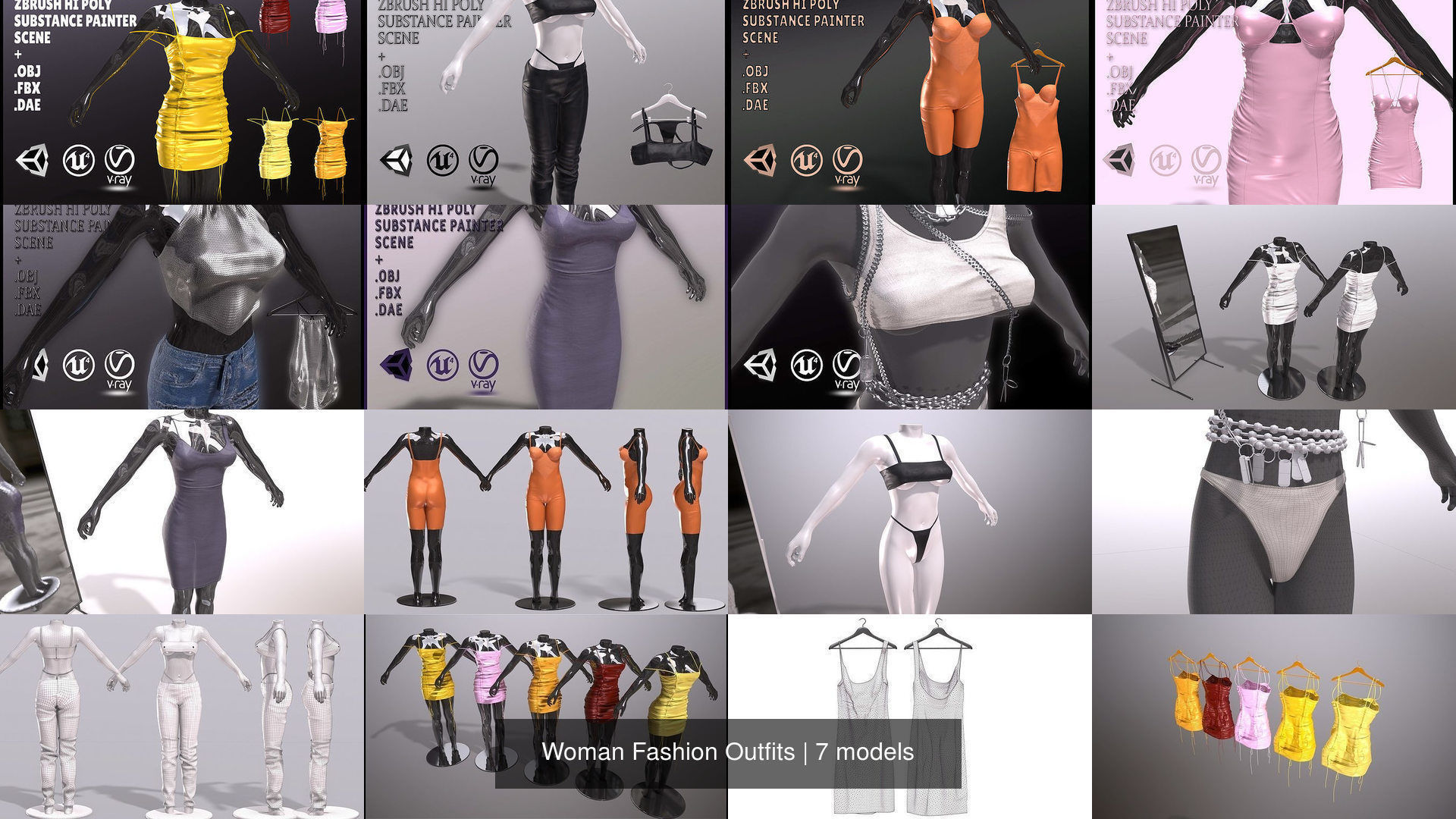 3D Model Collection Woman Fashion Outfits VR / AR / low-poly | CGTrader