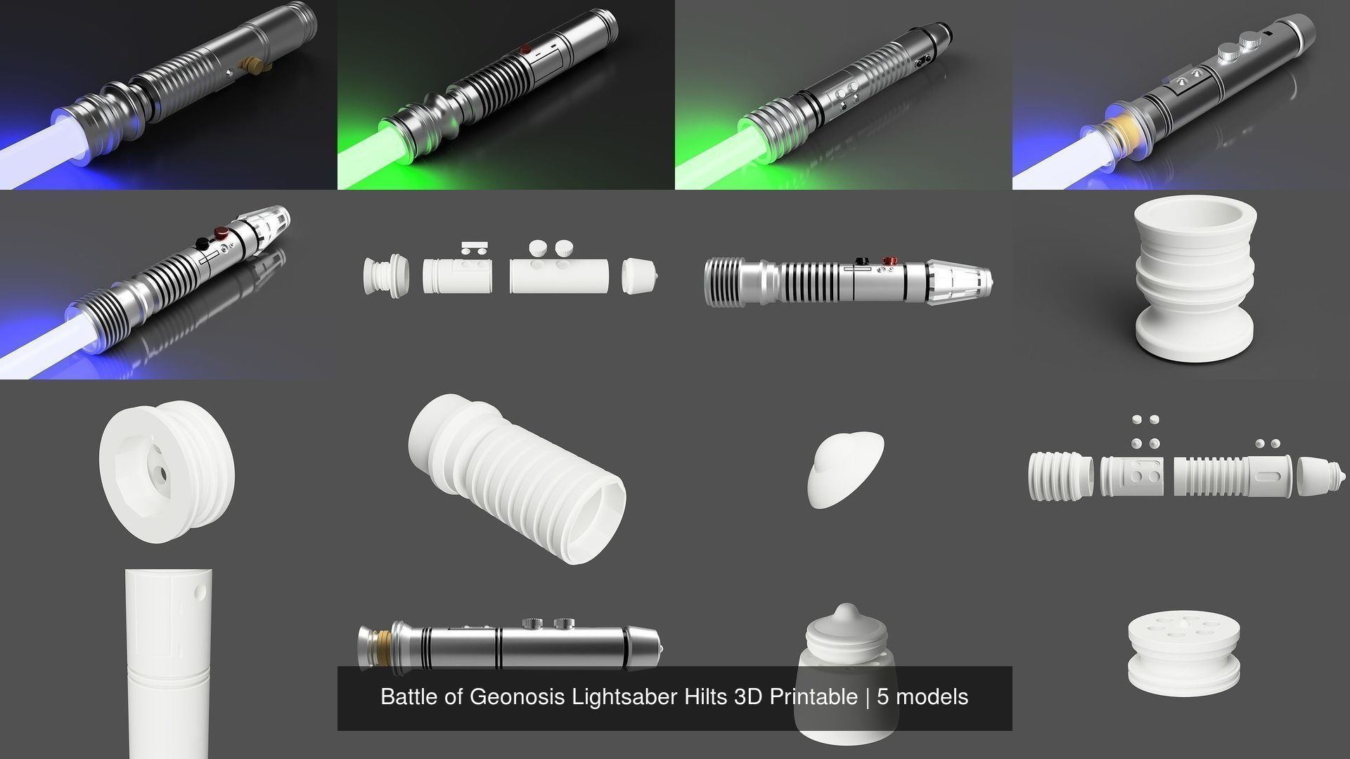 Battle of Geonosis Lightsaber Hilts 3D Printable 3D Model Collection ...