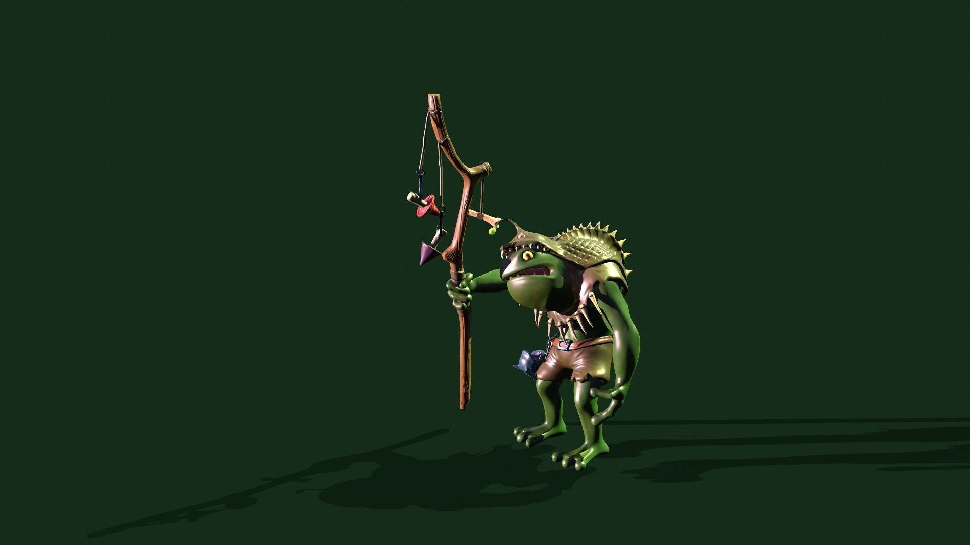 3D model Frog-Shaman frog with bow and arrow VR / AR / low-poly | CGTrader