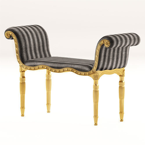 Ronald Bench chaise lounge footstool 3D model | CGTrader