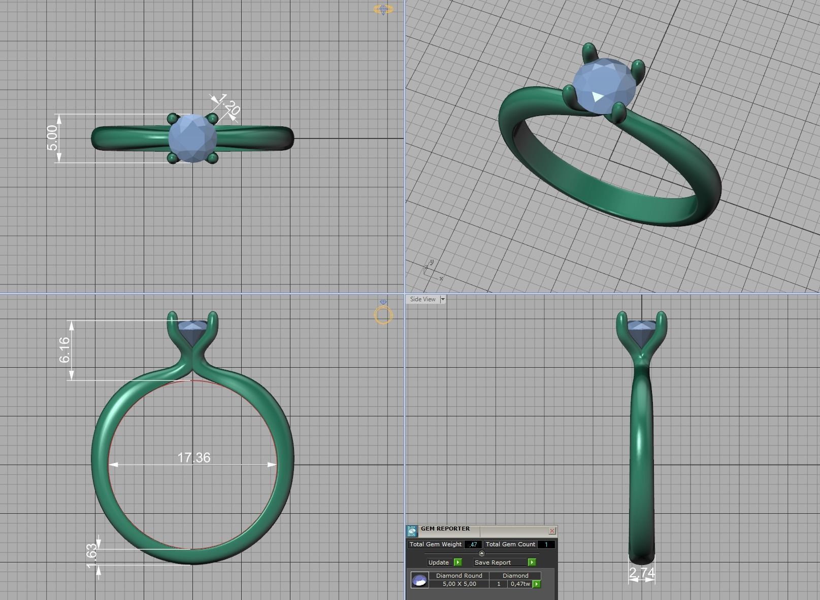 Solitaire Ring 4Claw design 5mm Stone 3dmodel 3D model 3D printable ...