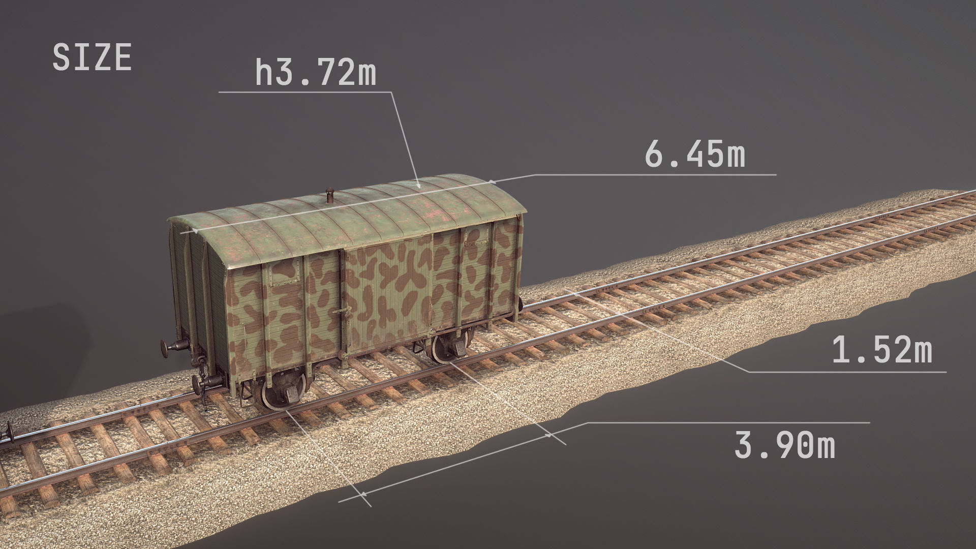 3D model Railway Covered Goods Wagon 18T Vr6 Support Green VR / AR ...