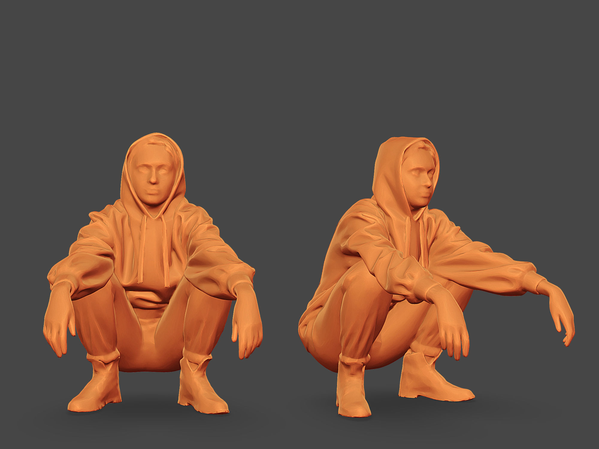 Stylized Girl Squatting 3D model | CGTrader