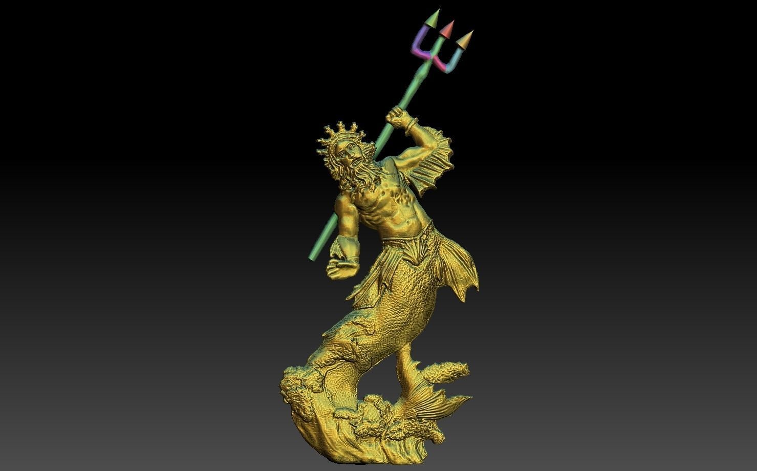 Poseidon merman 3D model 3D printable | CGTrader