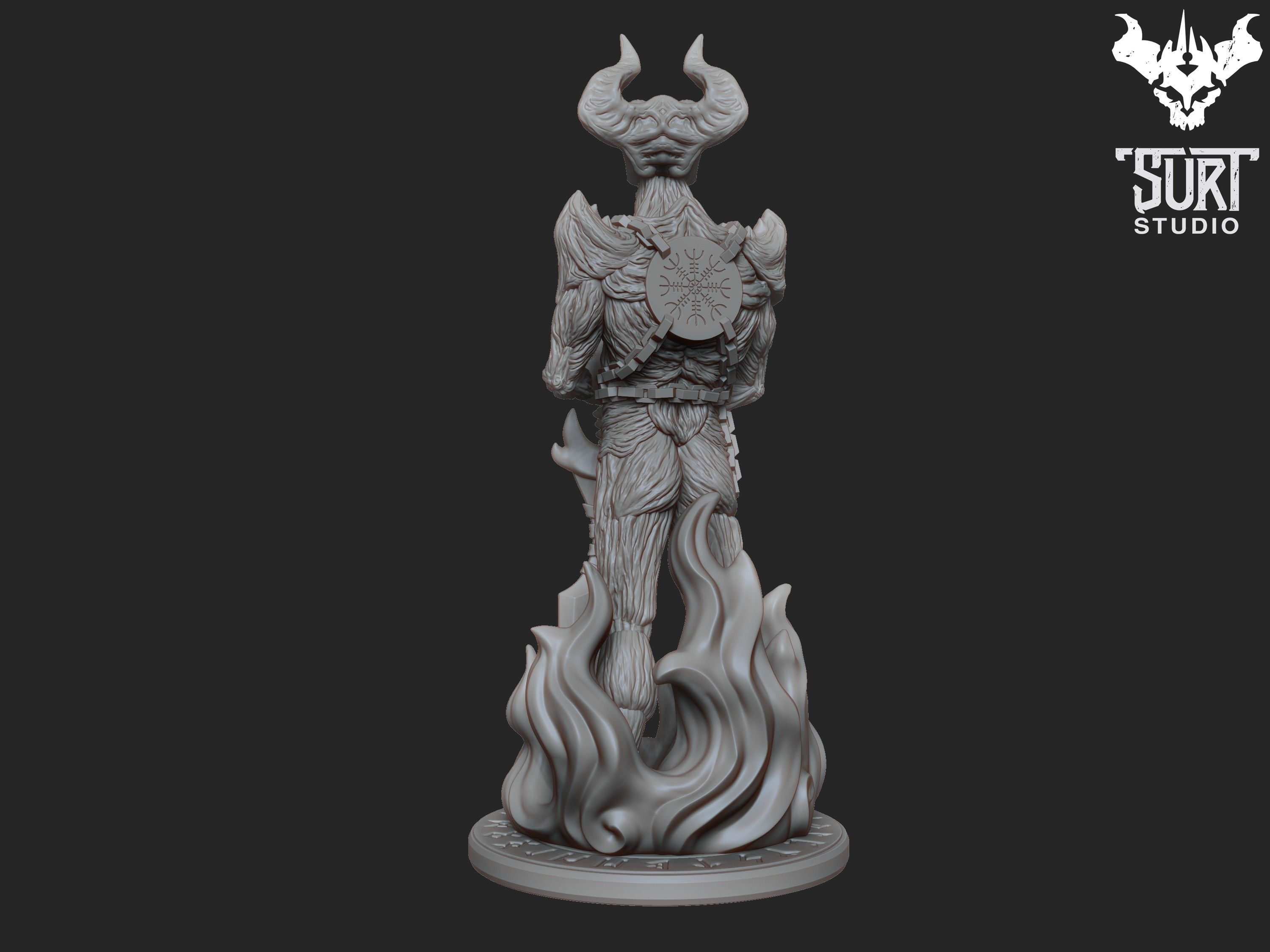 Surtr statue with flames 3D model 3D printable | CGTrader