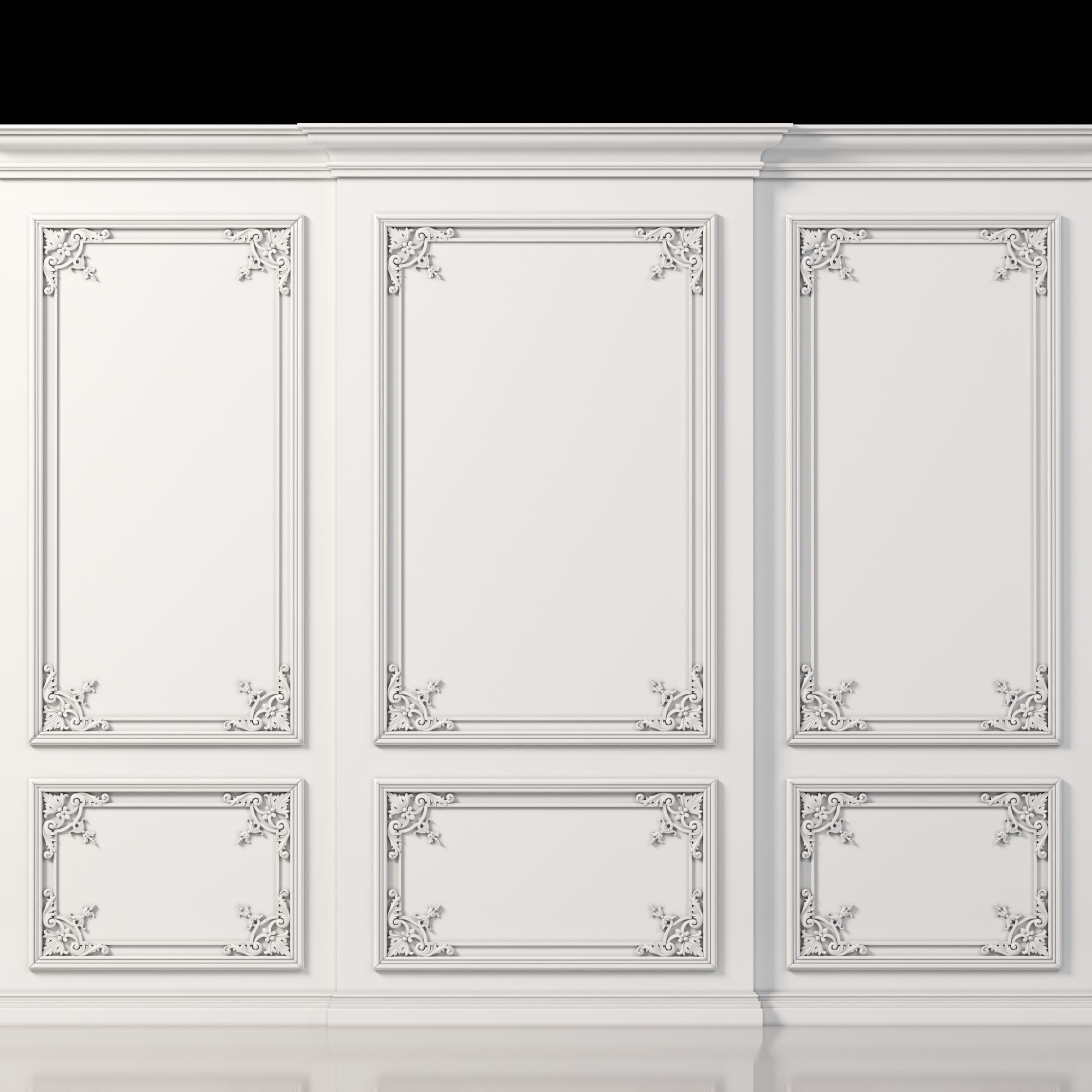 3D model wall molding 20 boiserie classic panels VR / AR / low-poly ...
