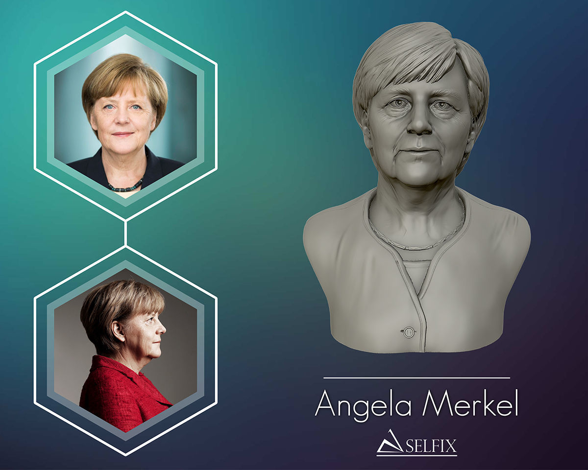 Angela Merkel 3D Portrait Sculpture 3D model 3D printable | CGTrader