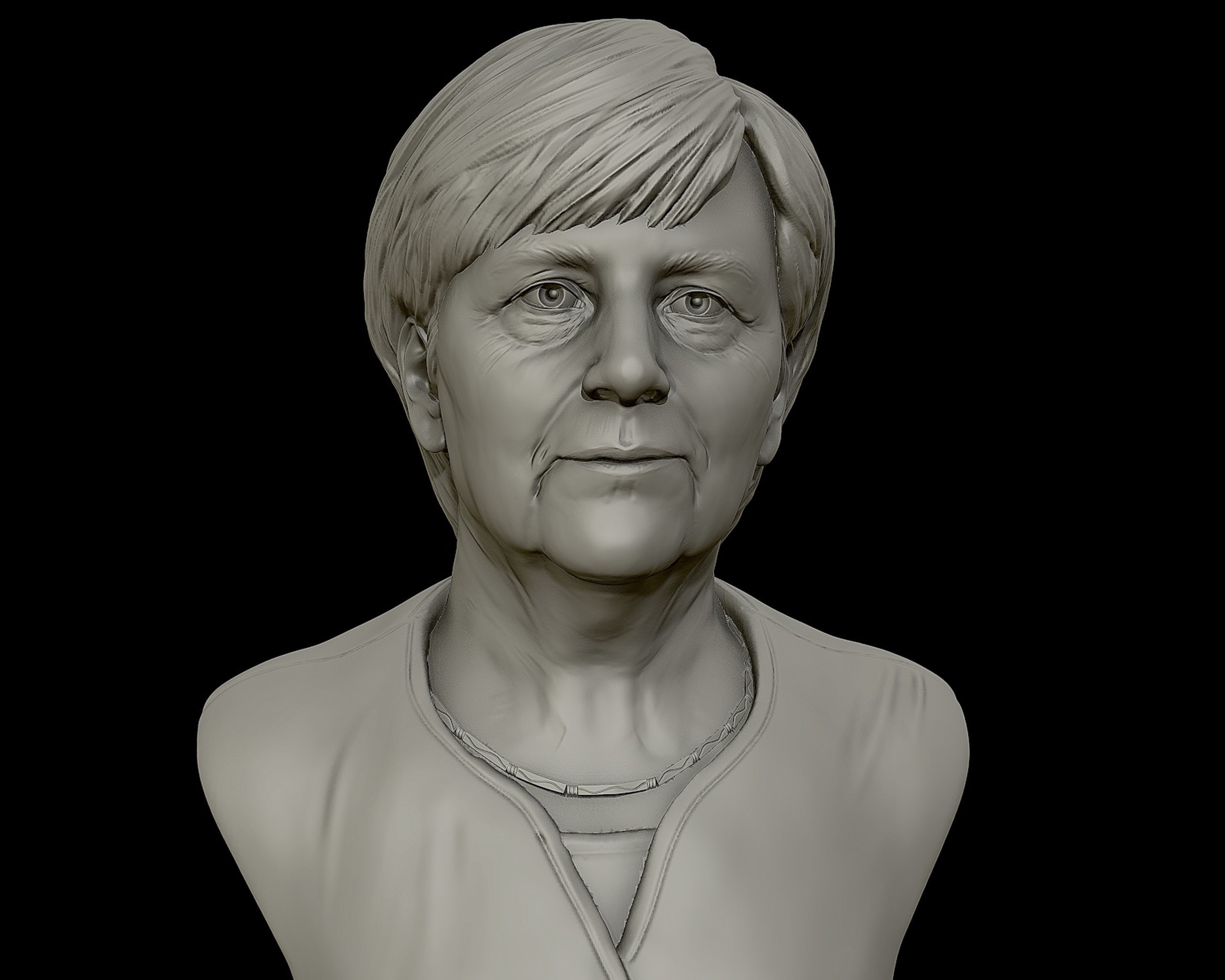 Angela Merkel 3D Portrait Sculpture 3D model 3D printable | CGTrader