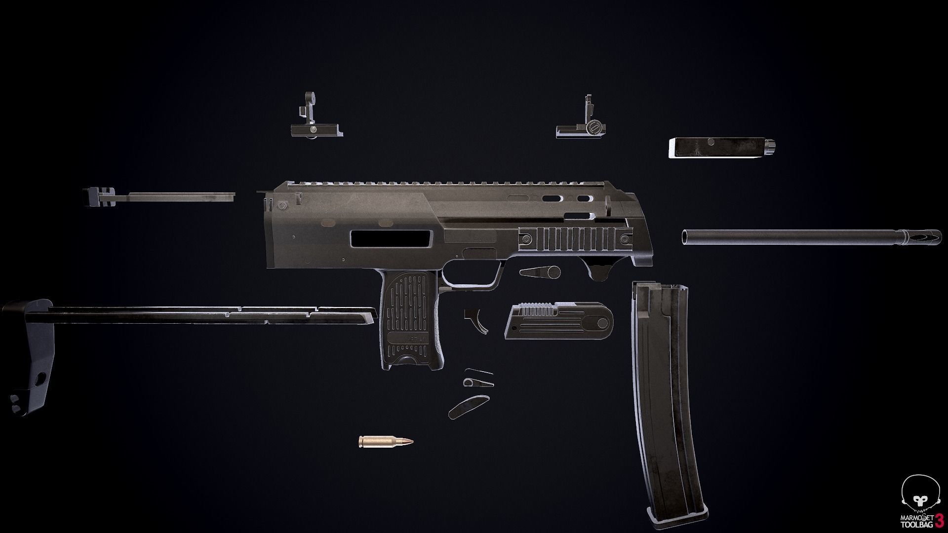 3D model Mp7 submachine gun VR / AR / low-poly | CGTrader