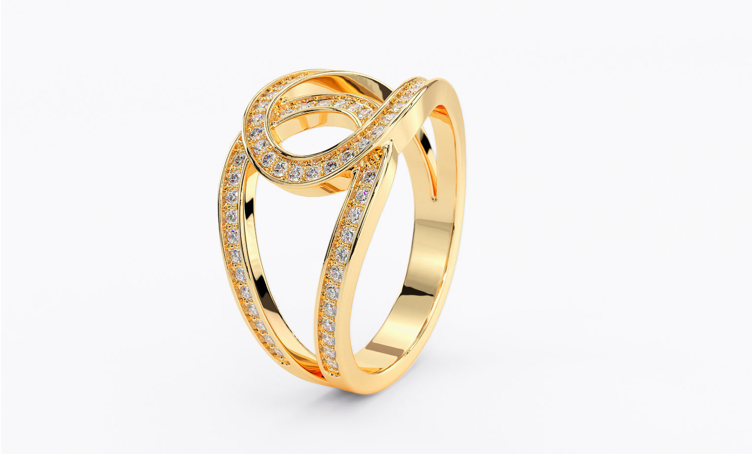 gold crossing ring with diamond 3D model 3D printable | CGTrader