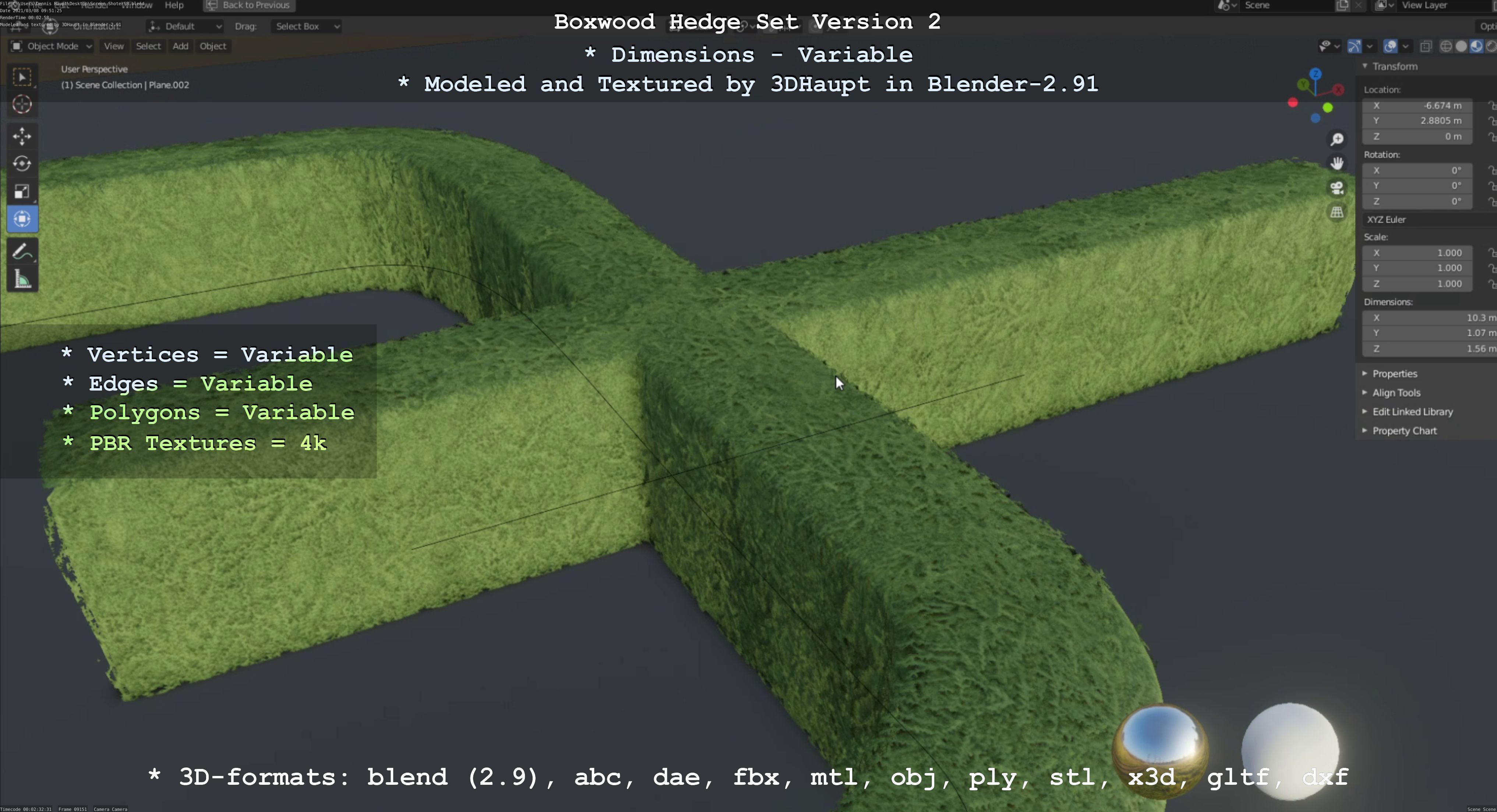 3D model Low-Poly Boxwood Hedge Version 2 VR / AR / low-poly | CGTrader