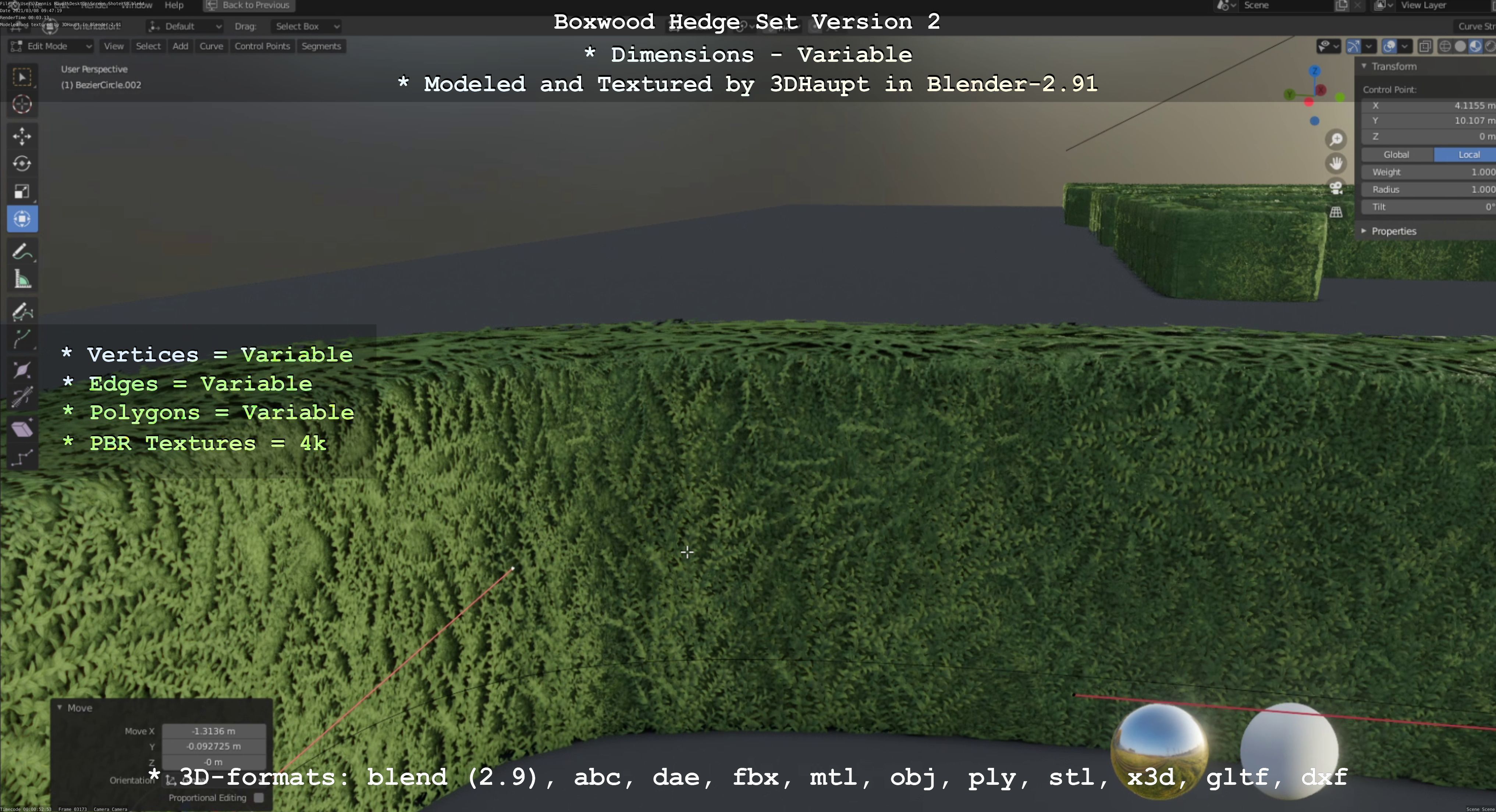 3D model Low-Poly Boxwood Hedge Version 2 VR / AR / low-poly | CGTrader