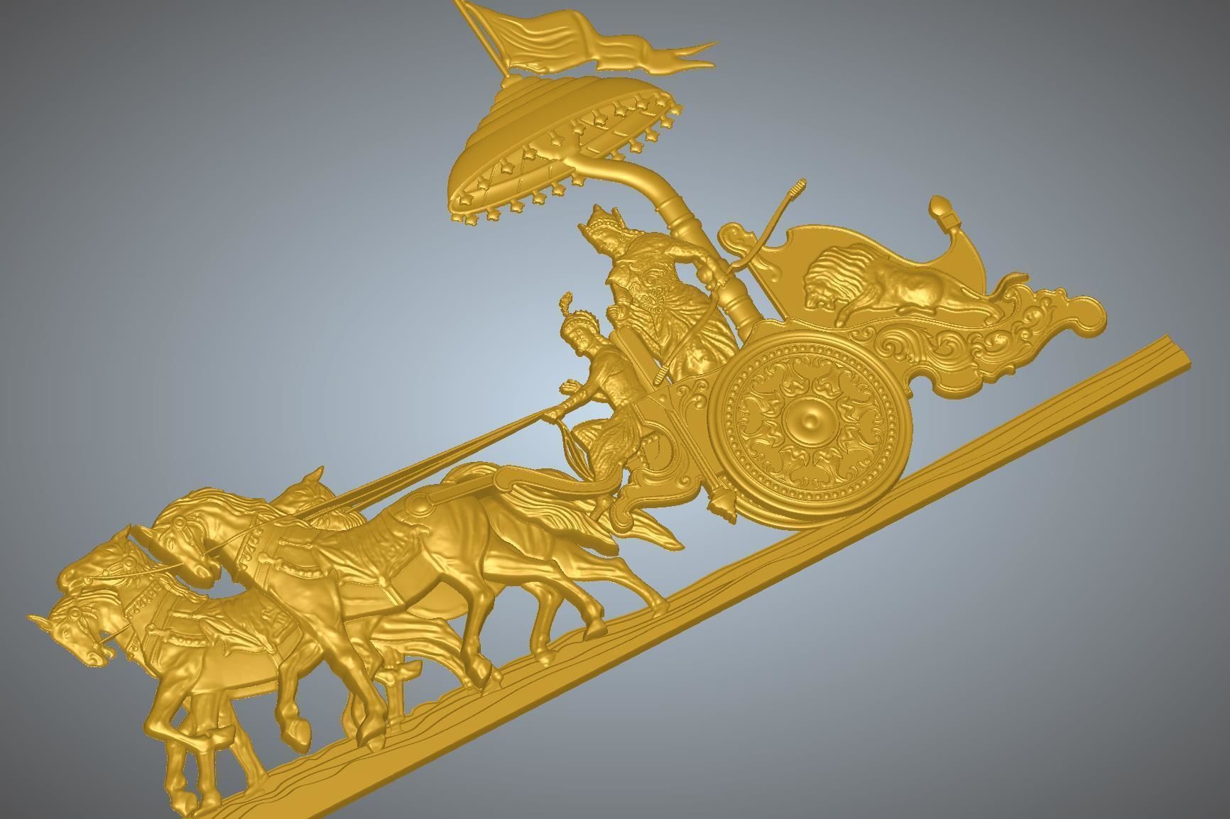 Krishna Arjuna Chariot Bhagwad Geeta 3D model 3D printable | CGTrader