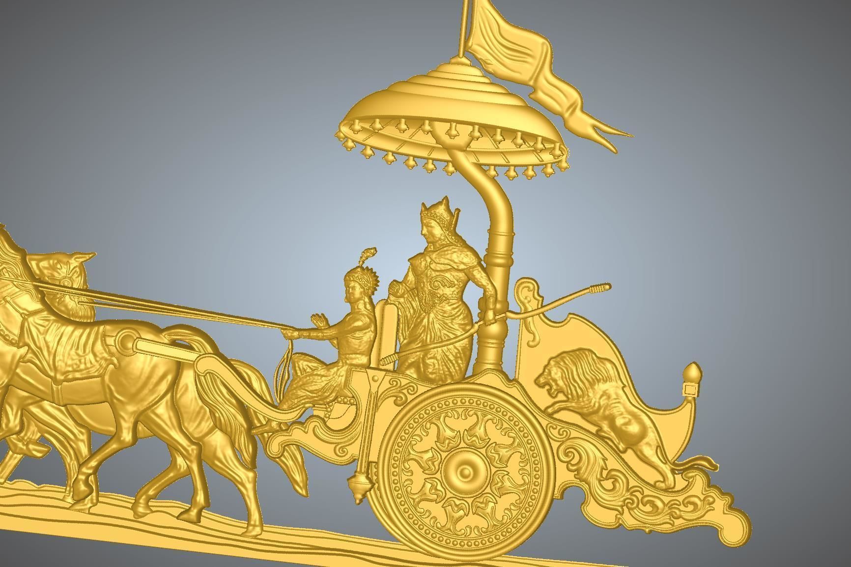 Krishna Arjuna Chariot Bhagwad Geeta 3D model 3D printable | CGTrader