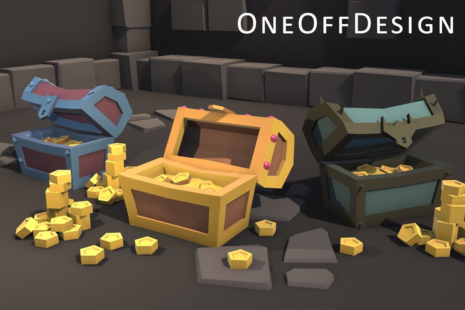 3D model Lowpoly Treasure Chests - Animated Stylized Cartoon Game Asset ...