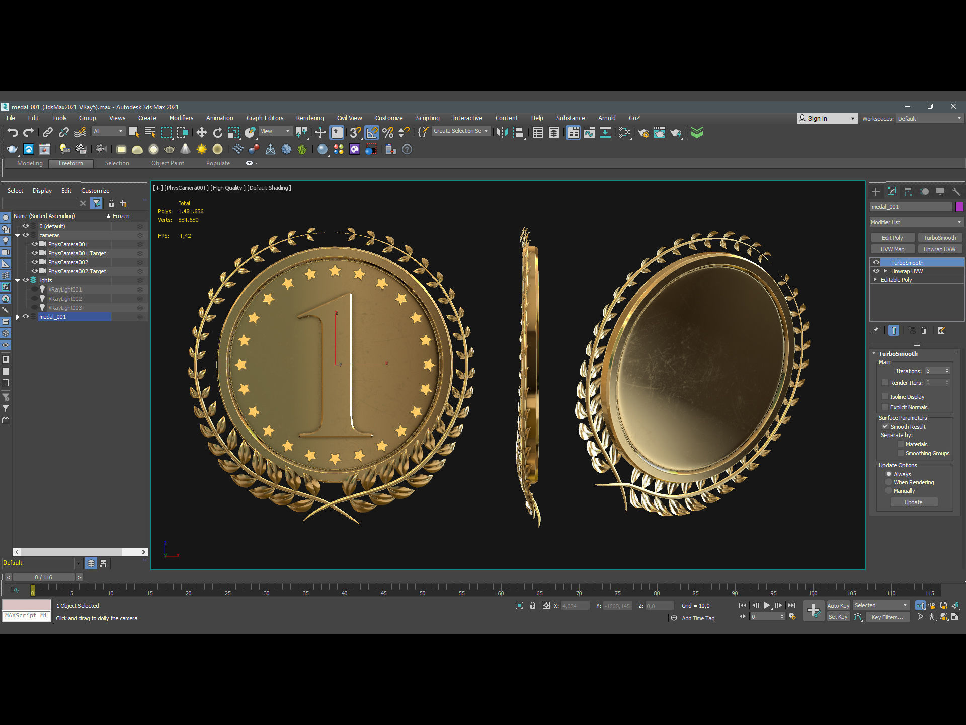 Gold Medal 3D model | CGTrader