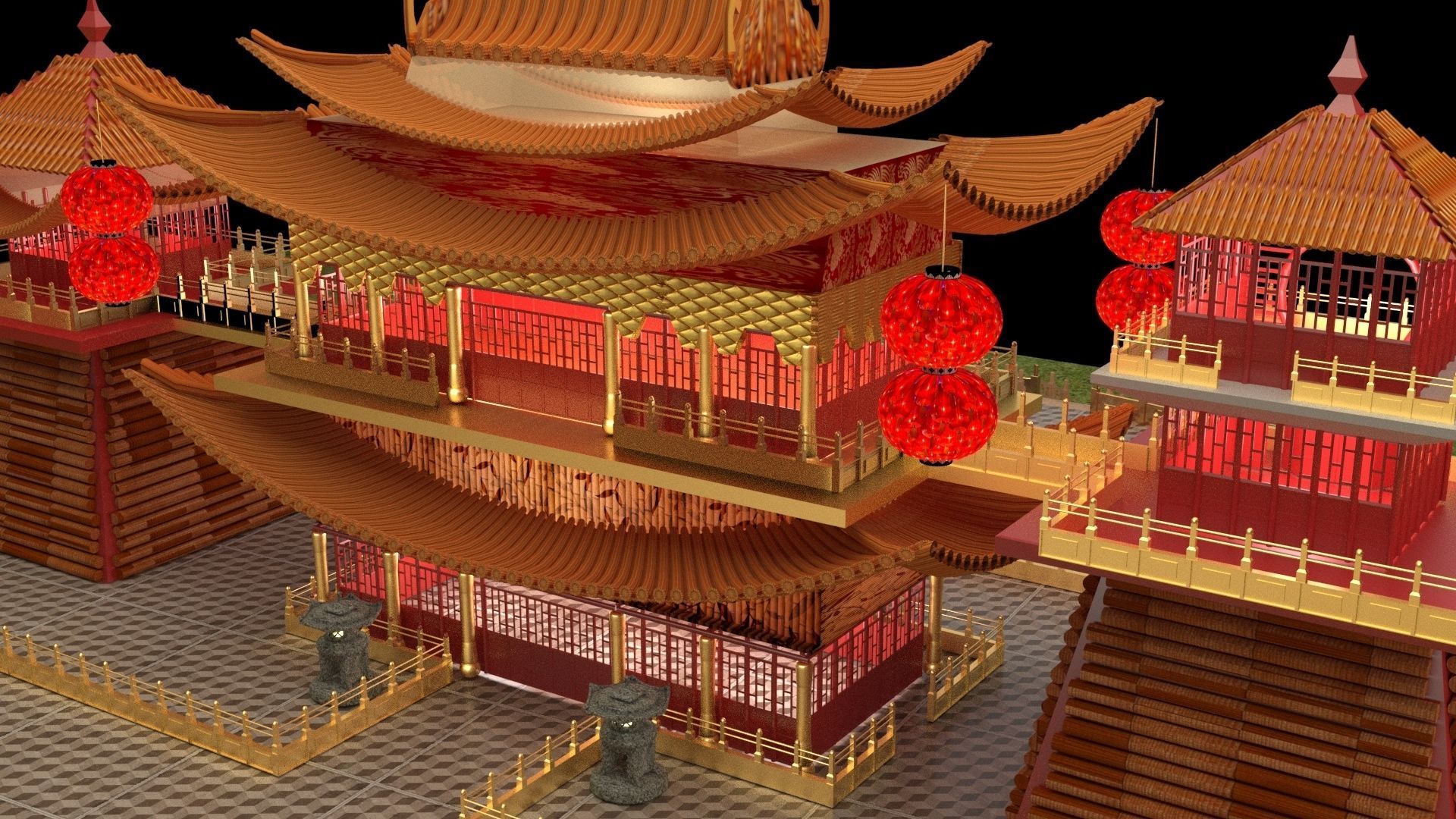 Chinese palace house 3D model | CGTrader