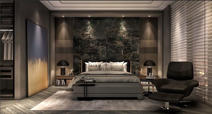 Recamara modern bedroom with walls 3D model | CGTrader