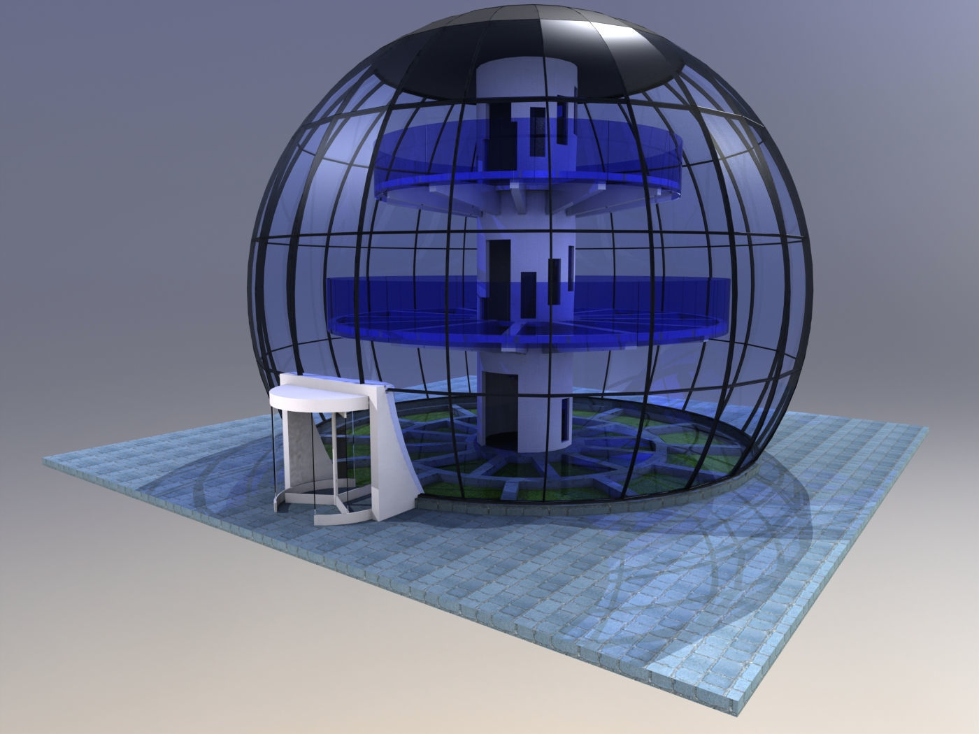 Spherical building 3D model | CGTrader