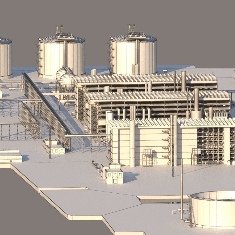 LNG plant and the Oil terminal 3D model | CGTrader