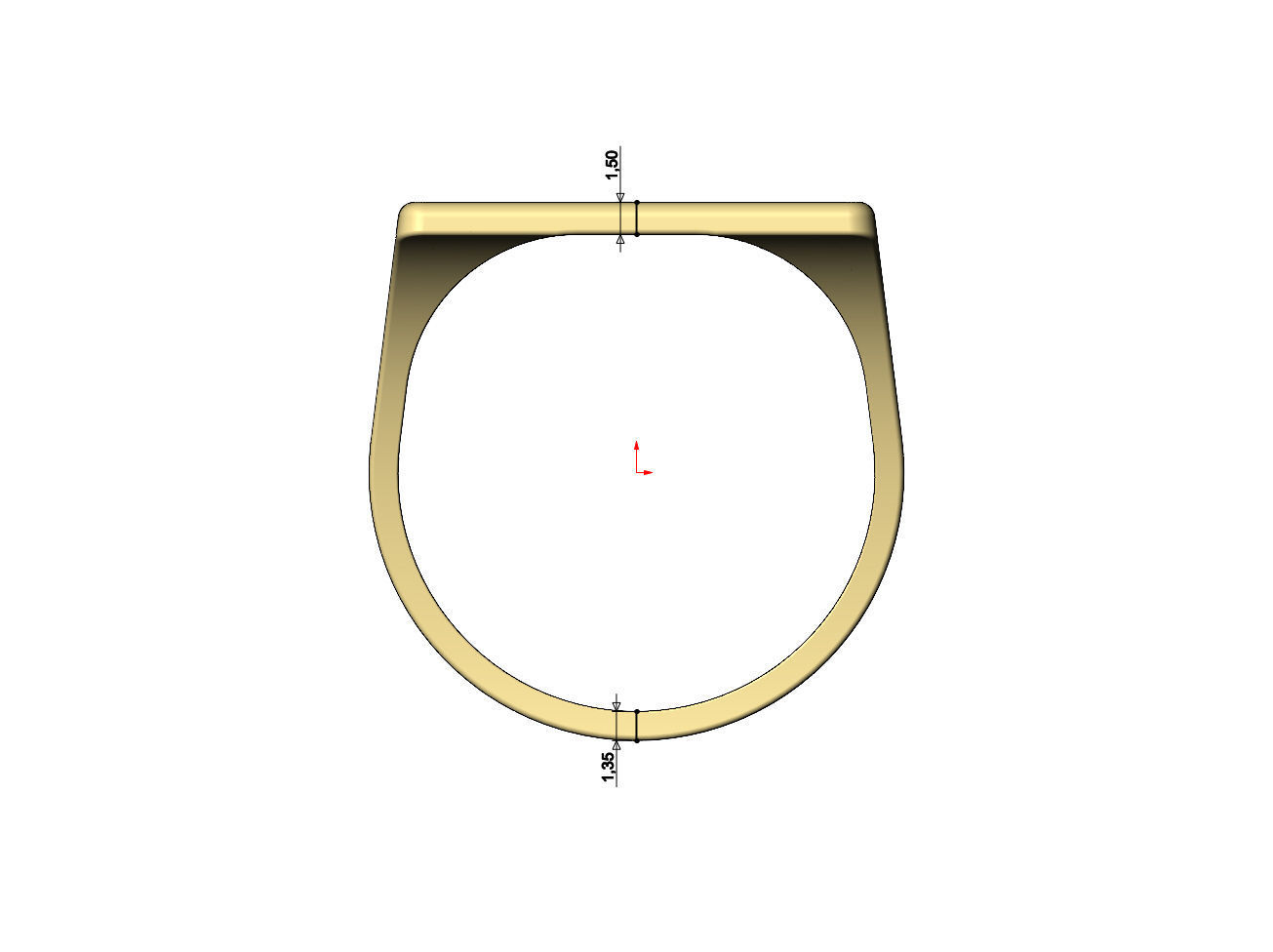 Large basic flat top rectangular signet ring 3D model 3D printable ...