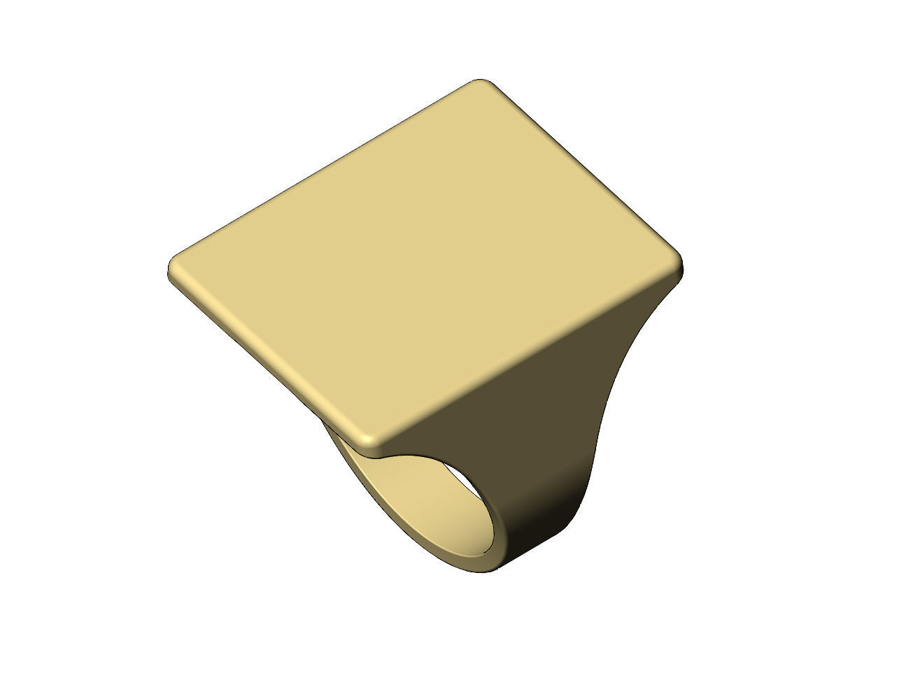 Large basic flat top rectangular signet ring 3D model 3D printable ...