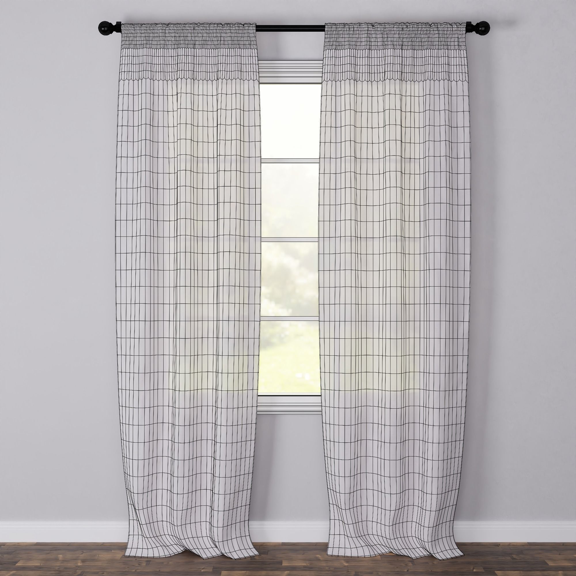 Semi-Sheer Rod Pocket Curtain - Blender free 3D model | CGTrader