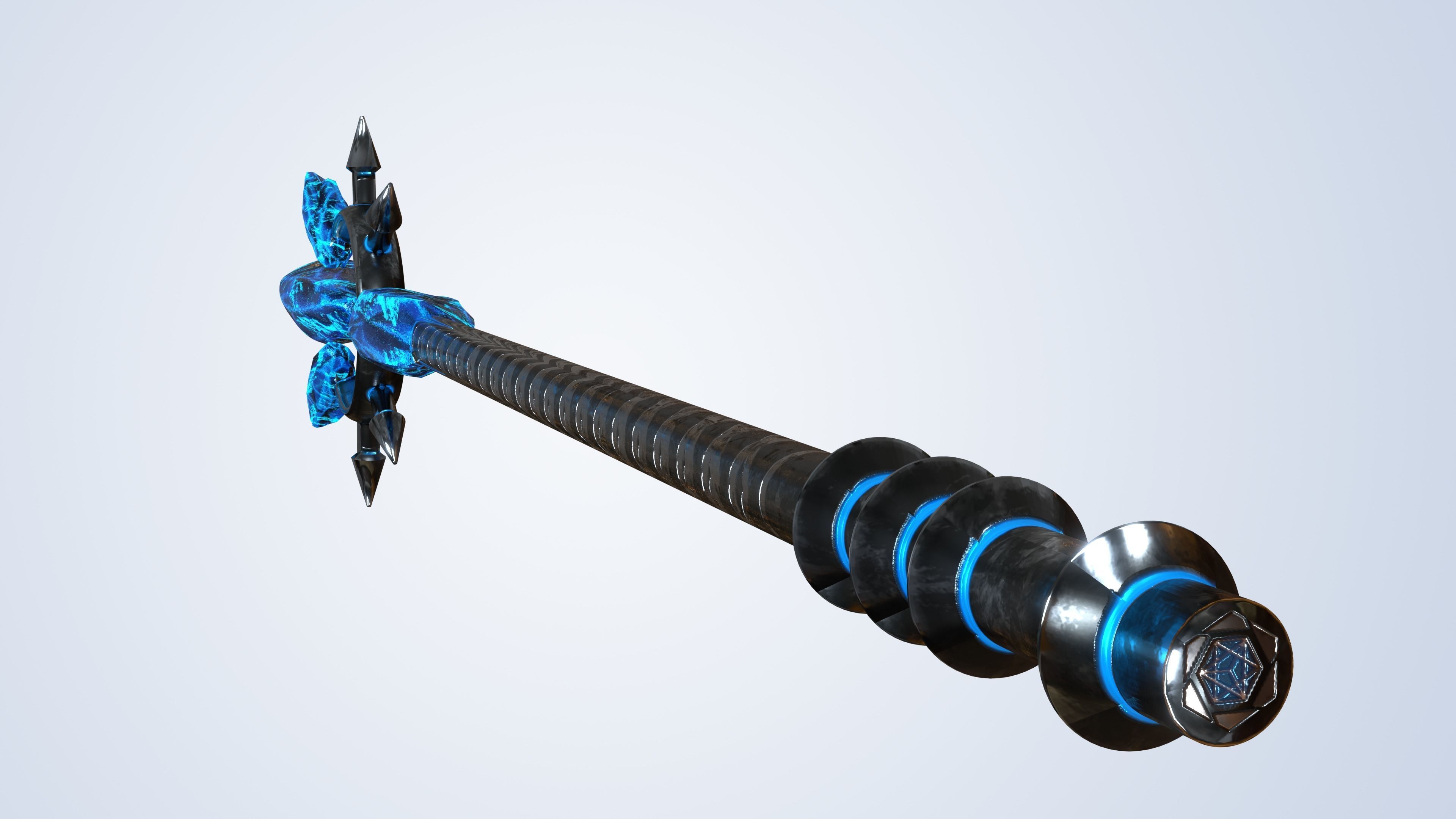 3D model Frozen Sword And Mage Staff - Low Poly and Subd Ready VR / AR ...