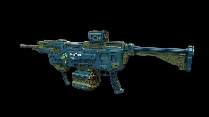3D model Sci fi heavy assault rifle VR / AR / low-poly | CGTrader