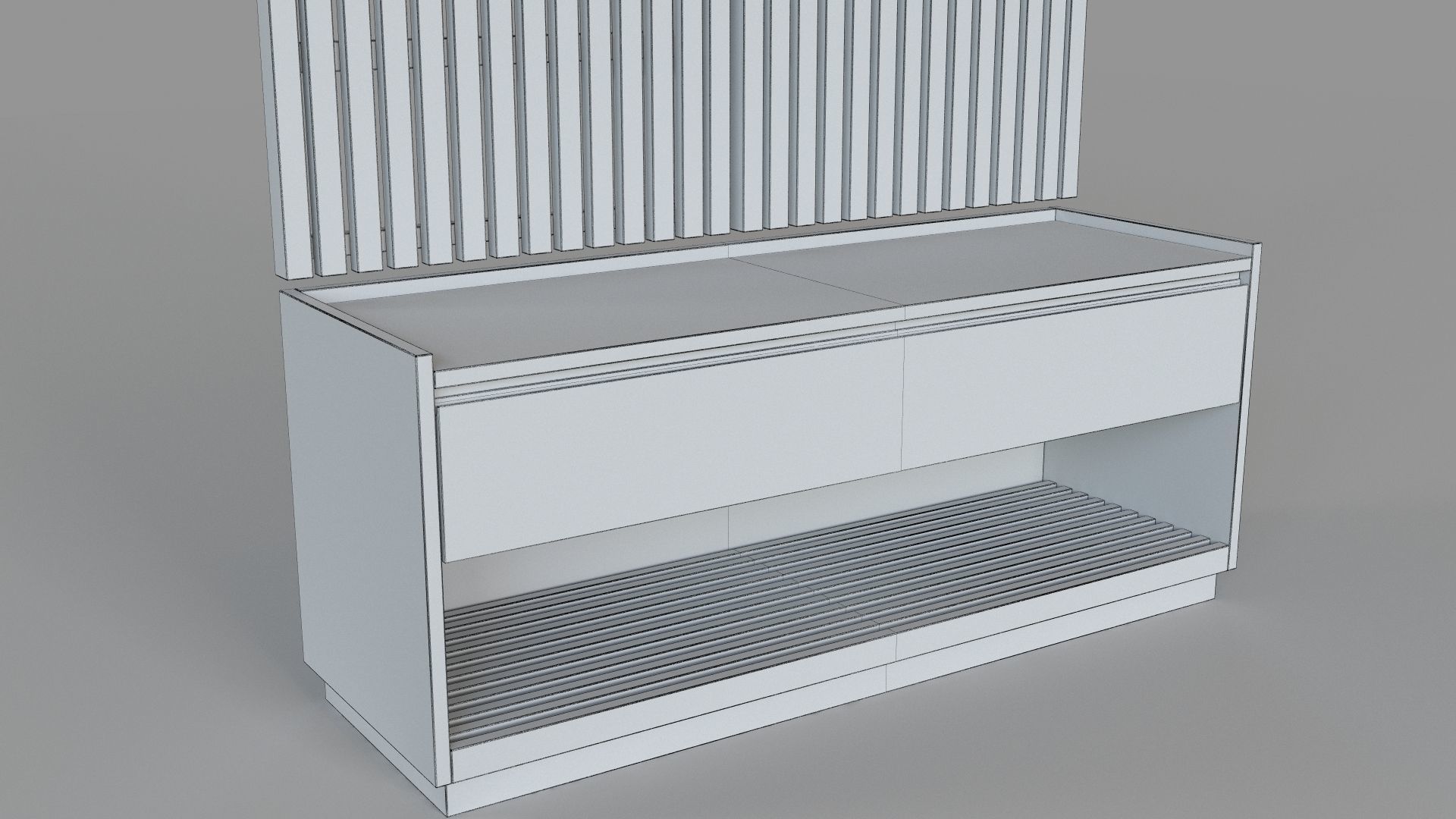 Batten Storage Bench And Panel Set 3D model | CGTrader