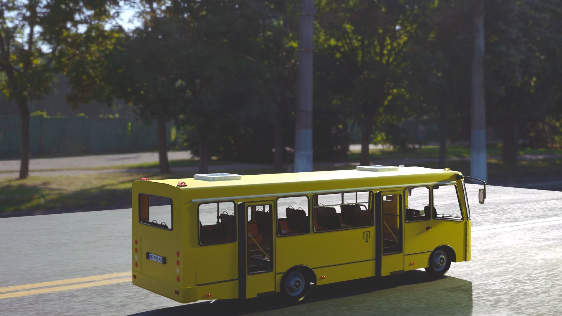 3D model Bus Yellow Bus Ukrain Bus ISUZU VR / AR / low-poly | CGTrader