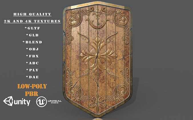 3D model Medieval Wooden Battle Shield Low-Poly PBR Game Ready 3D Model ...
