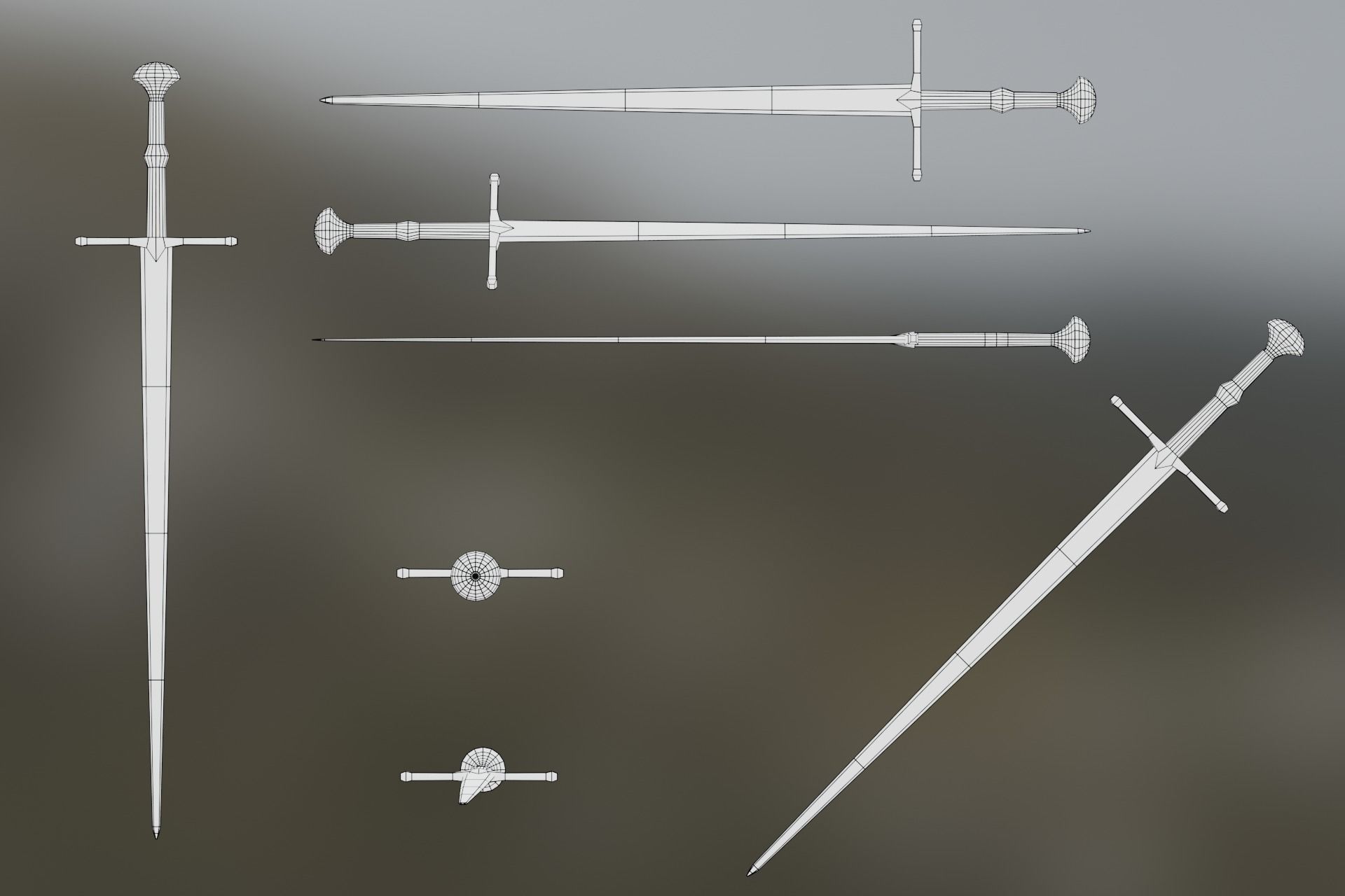 3D model Lowpoly medieval longsword - PBR VR / AR / low-poly | CGTrader