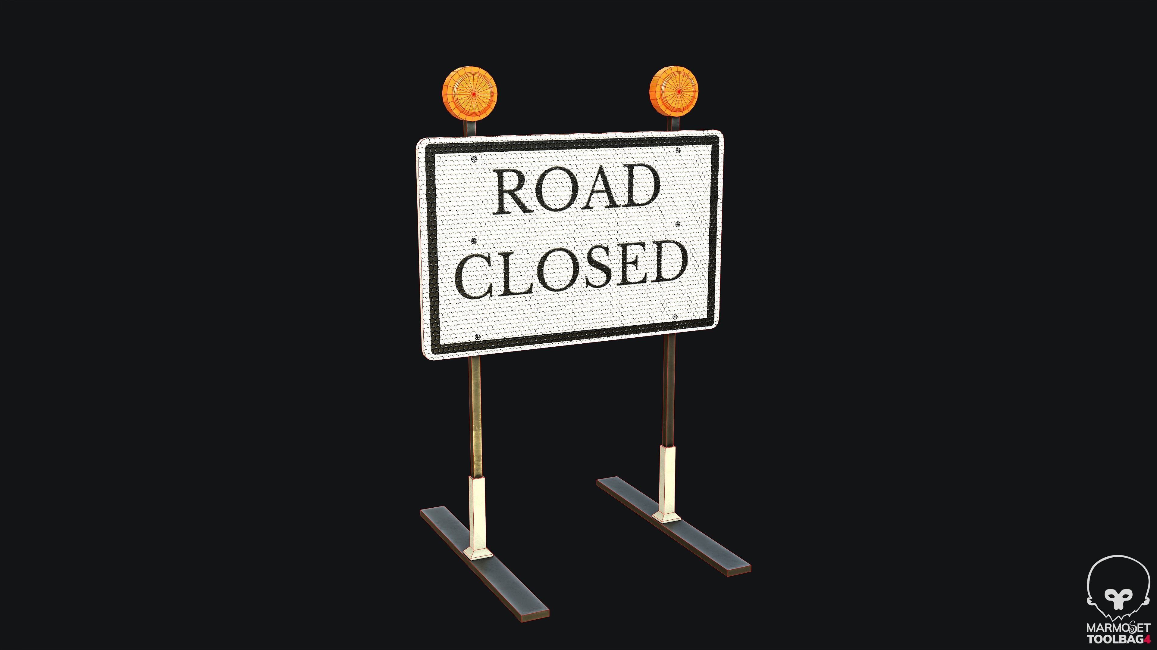 3D model Road Block Sign PBR Game Ready VR / AR / low-poly | CGTrader