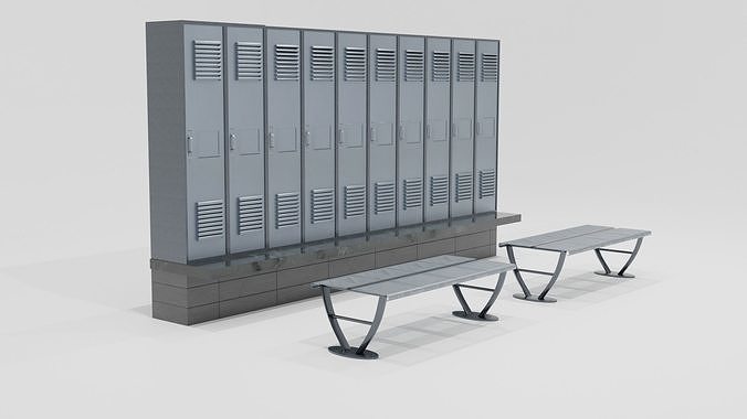 locker set of lockers and benches free 3D model | CGTrader