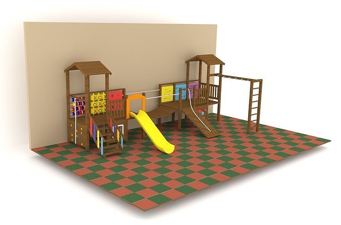 Playground wooden set 3D model | CGTrader