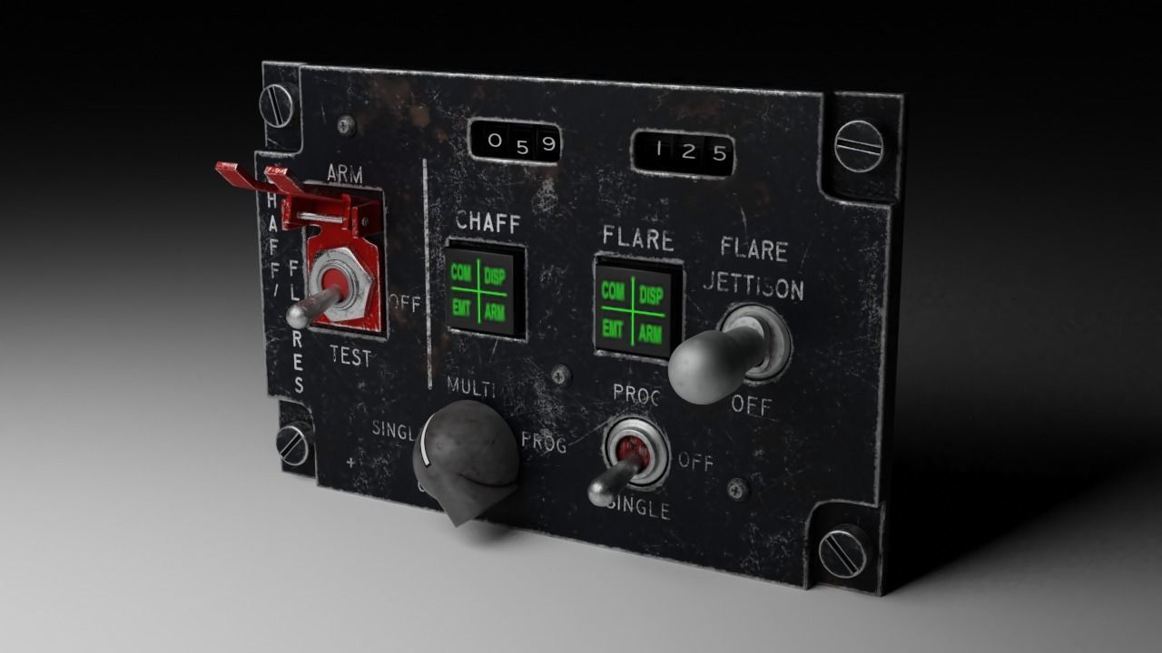 F16 CMDS CHAFF and FLARE Panel 3D model rigged | CGTrader