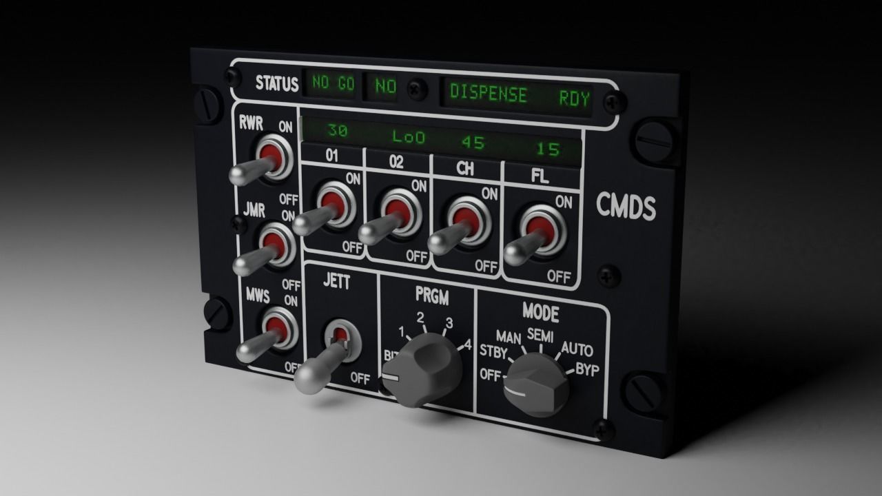 F16 CMDS CHAFF and FLARE Panel 3D model rigged | CGTrader