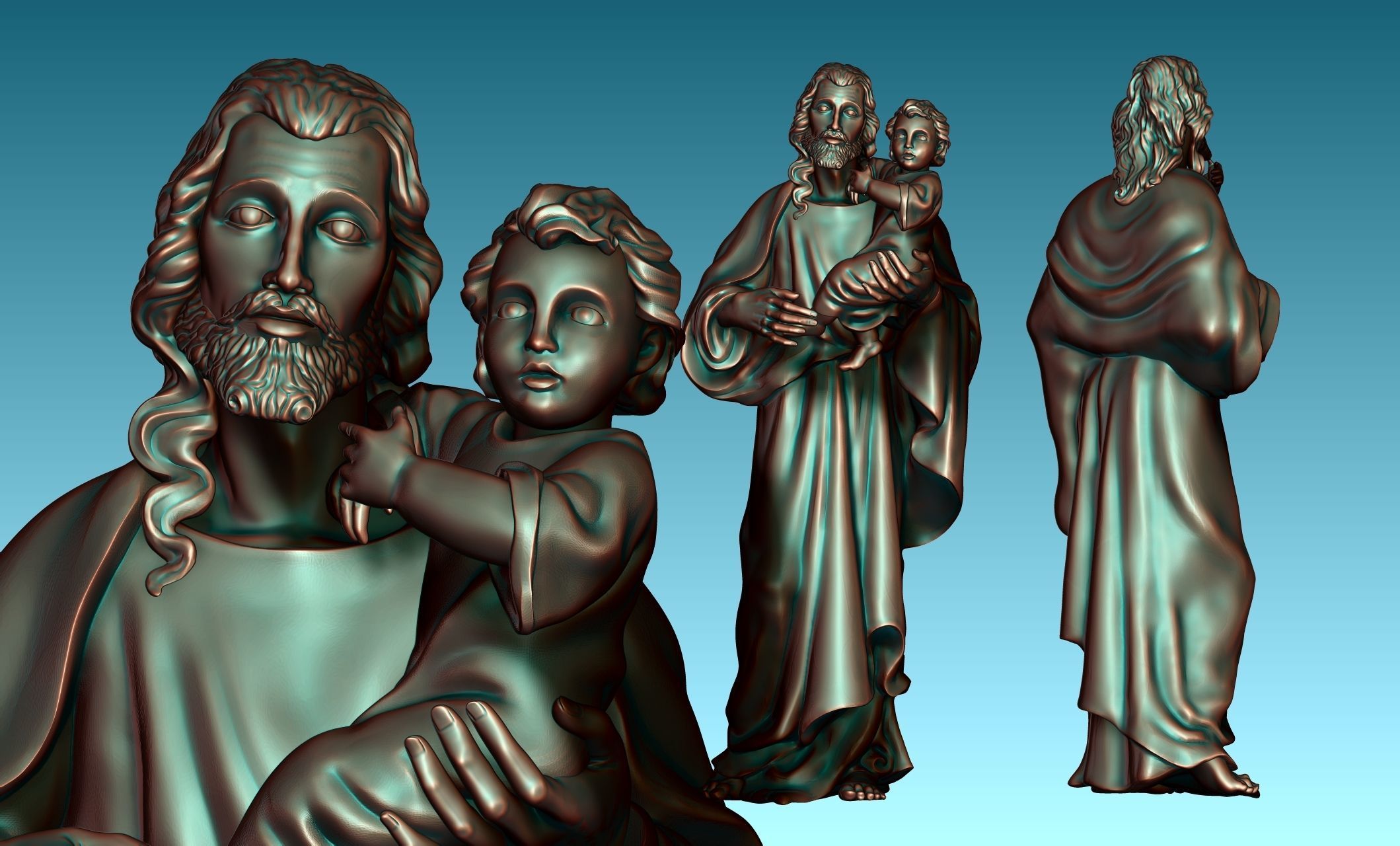 Saint Joseph and Jesus CNC 3D model 3D printable | CGTrader