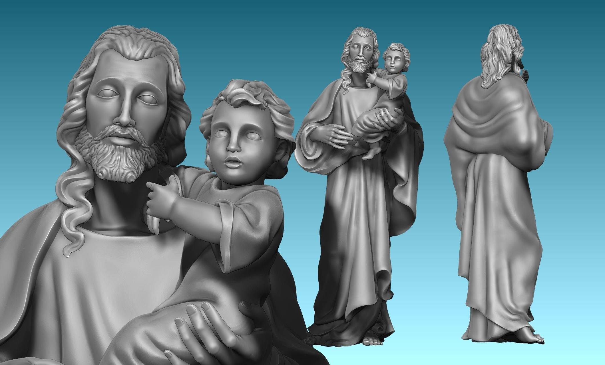 Saint Joseph and Jesus CNC 3D model 3D printable | CGTrader